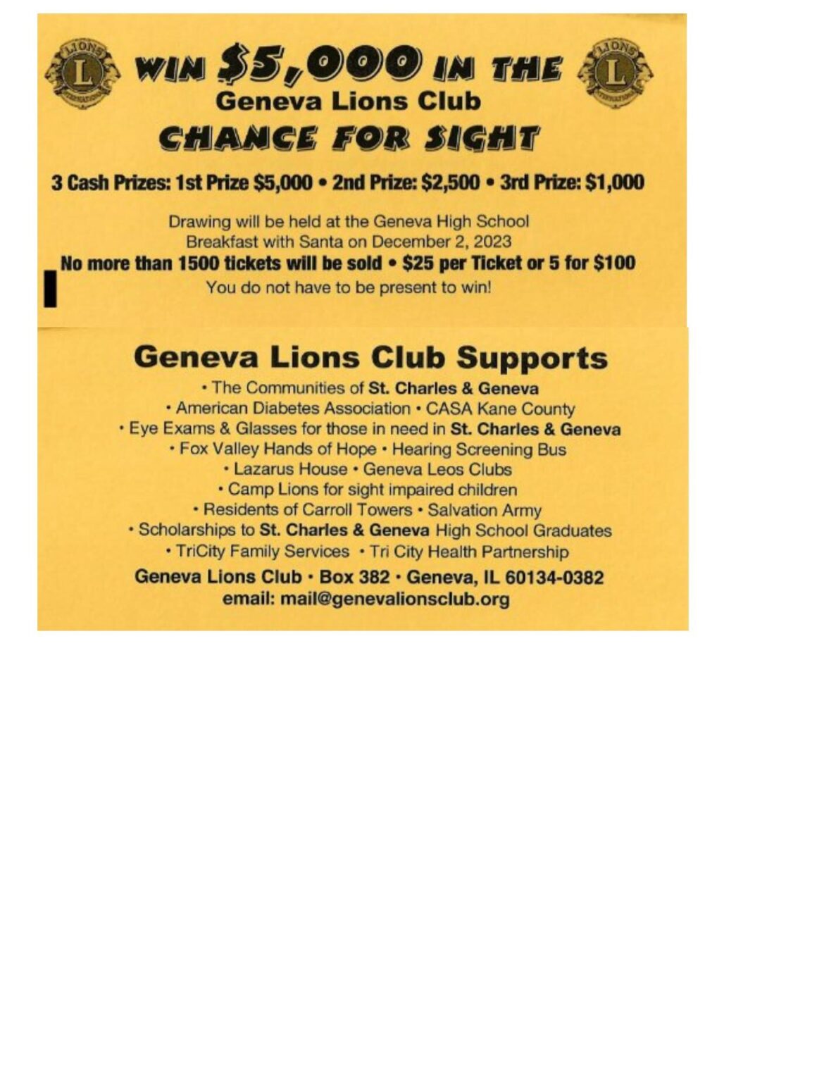 Raffle - Geneva Lion's Club